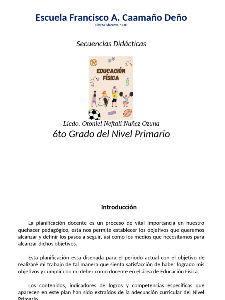 Educ. Fisica 6to Primaria | PDF | Educación primaria | Enseñando