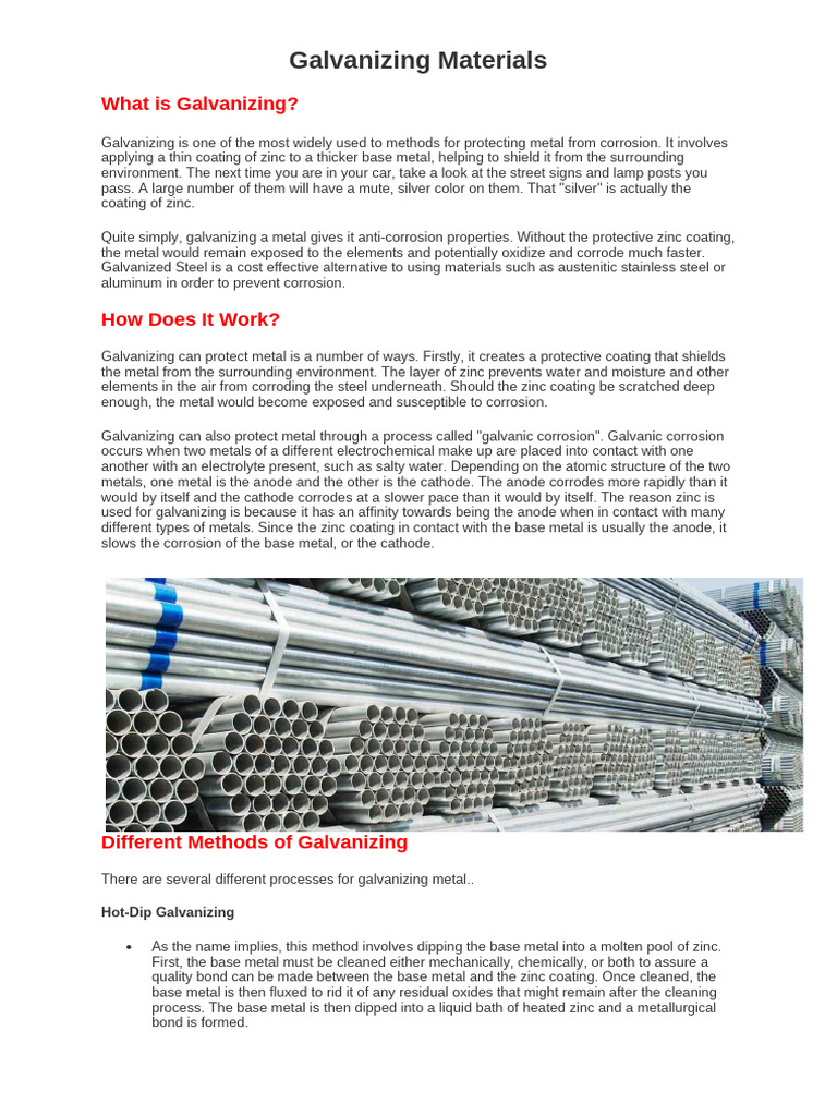 Galvanizing Materials | PDF | Corrosion | Galvanization