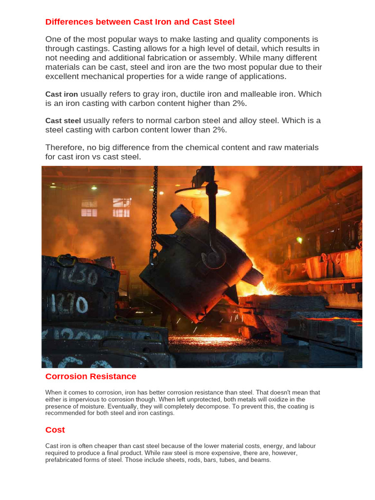 Differences Between Cast Iron and Cast Steel | PDF | Steel | Cast Iron