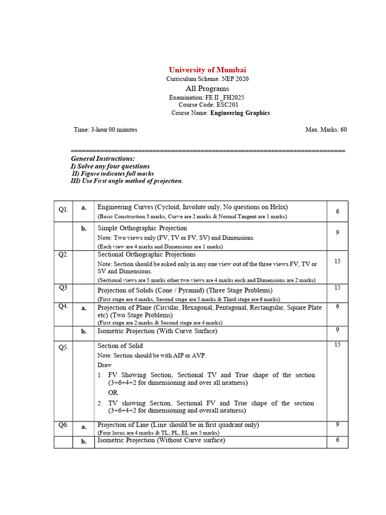 Eg - QP - Template FH 2025 Nep 2020. | PDF | Curve | Differential Geometry