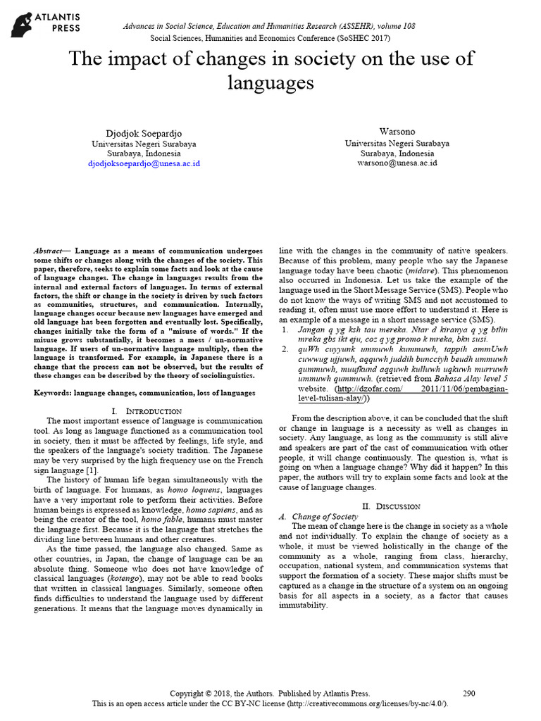 Change in Society, Change in Language | PDF | Society | Sociolinguistics