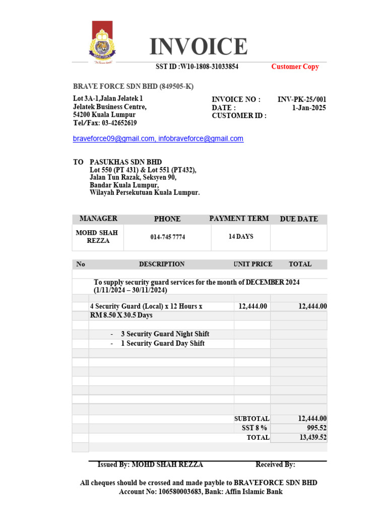 Inv Pasukhas Dec 2024 | PDF