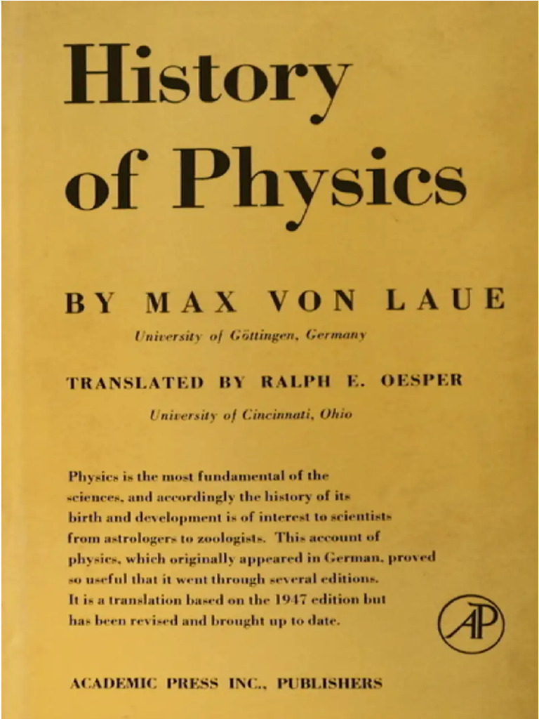 (1943) History of Physics - Max Von Laue | PDF