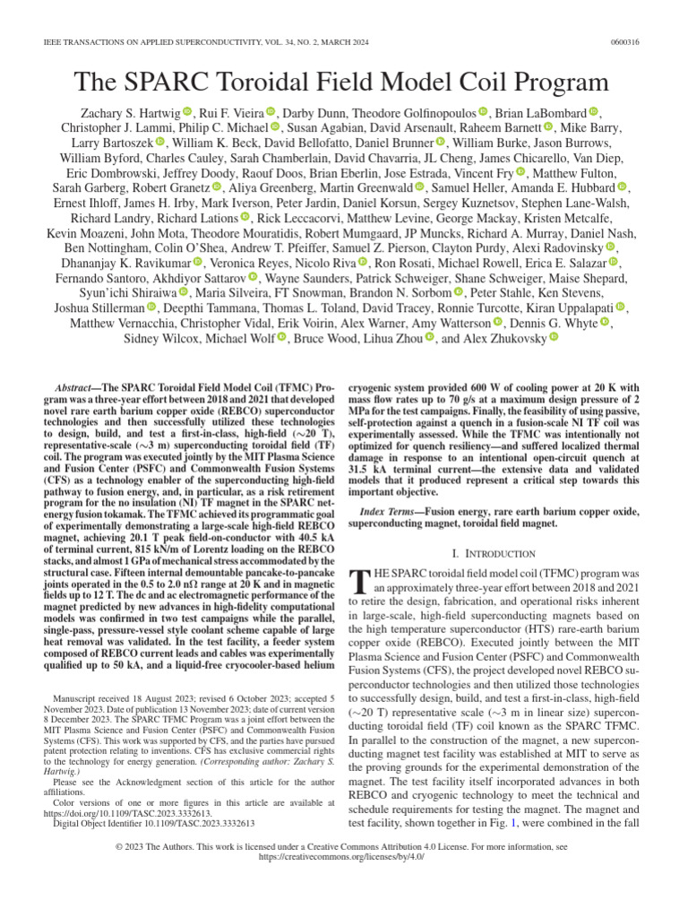 The SPARC Toroidal Field Model Coil Program (2) | PDF | Fusion Power | Tokamak