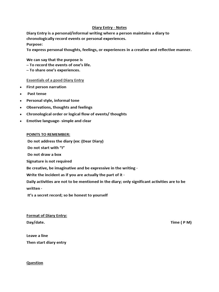 Essentials of Writing a Diary Entry | PDF