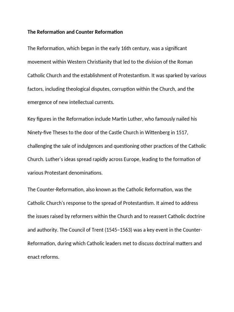 The Reformation and Counter Reformation | PDF | Protestantism | Counter ...