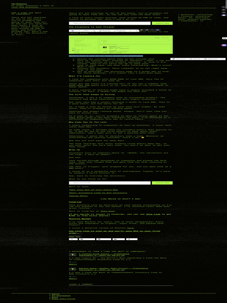 How I Find The Best YC Companies | PDF | Private Sector | Investing