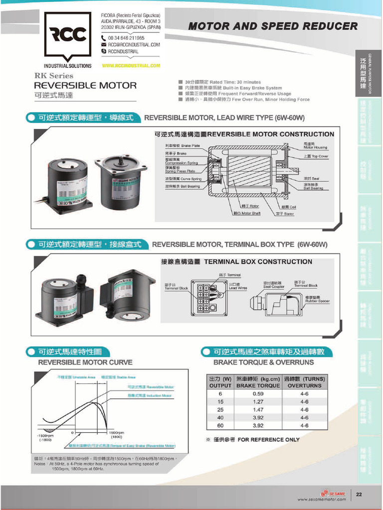 RCC Motor Precision Reversible | PDF