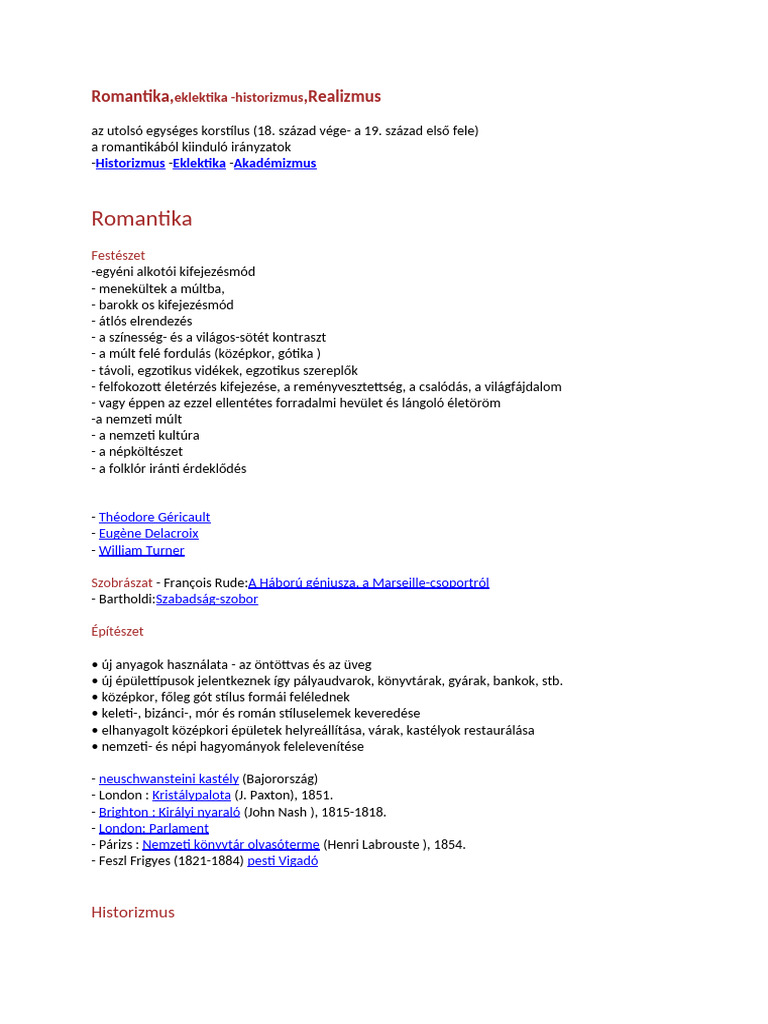 Romantika Realizmus | PDF