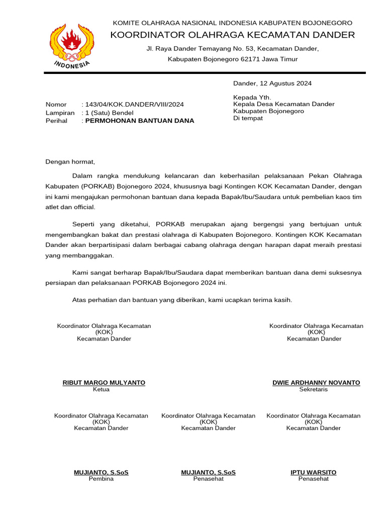 Berikut Adalah Contoh Surat Permohonan Bantuan Dana Untuk Pembelian ...