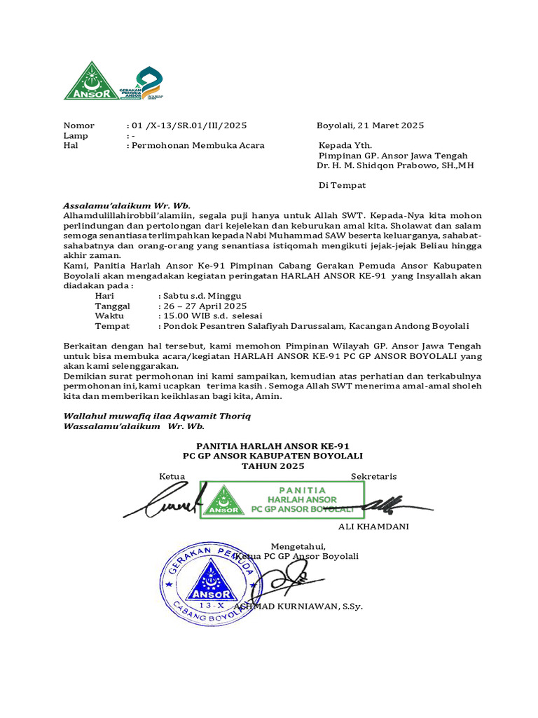 Permohonan Membuka Acara-1 | PDF