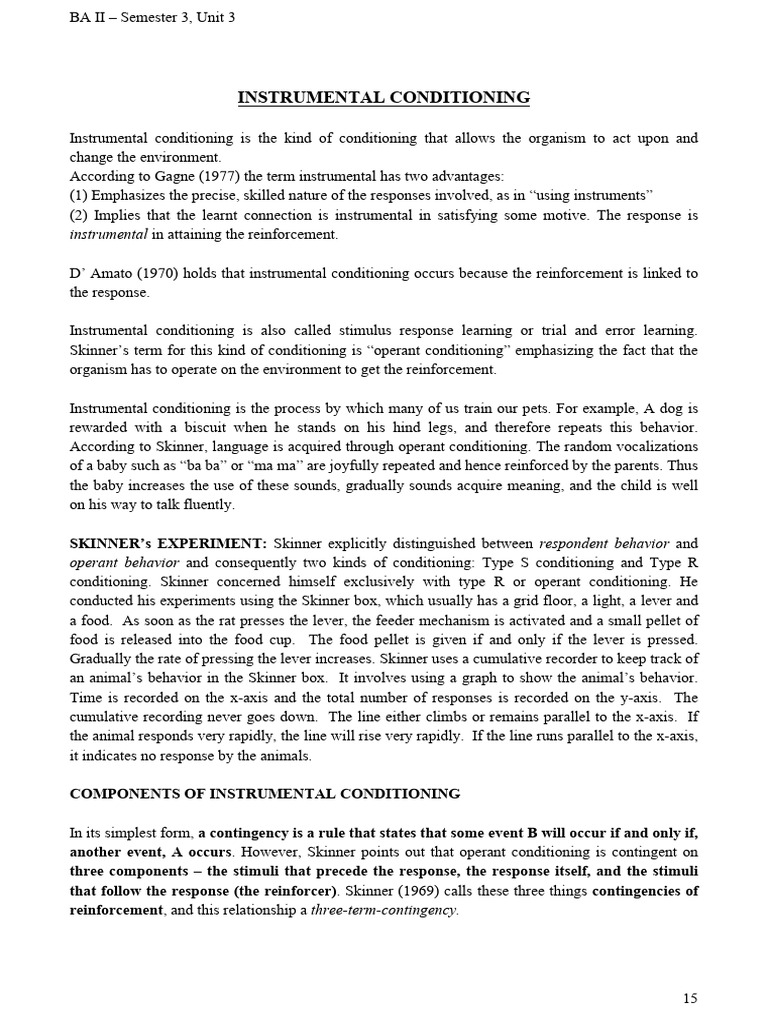 Operant Instrumental Conditioning | PDF | Reinforcement | Classical ...