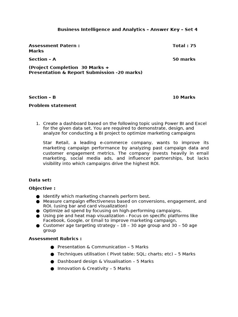 BI and Analytics - QP 4 - Answer Key | PDF | Data Analysis | Analytics