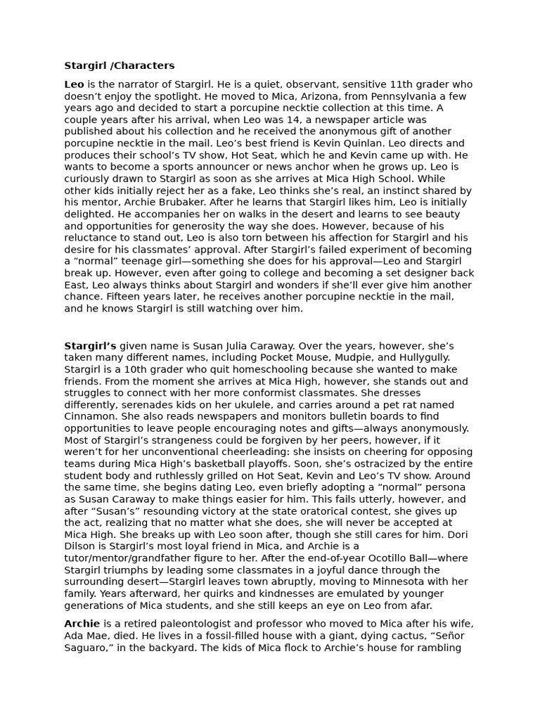 Stargirl - Characters | PDF