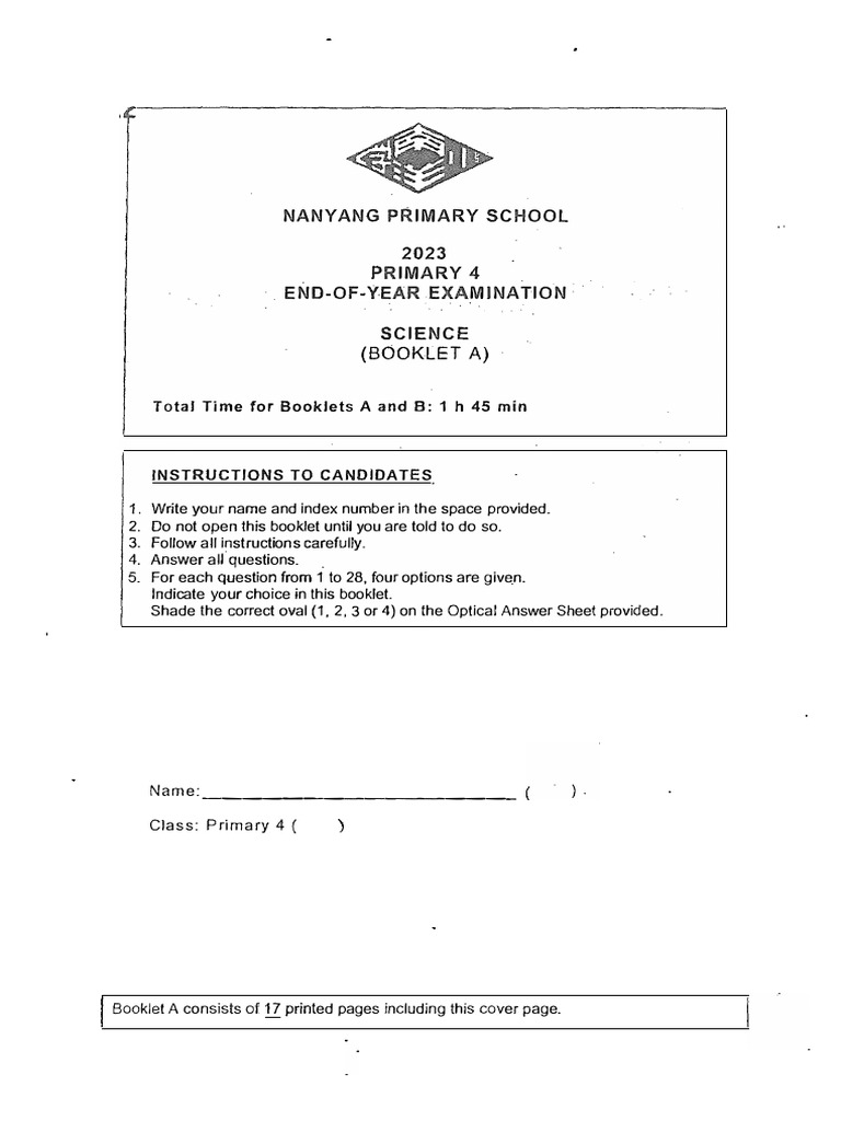 P4_Science_EOY_2023_Nanyang_Exam_Papers (1) | PDF