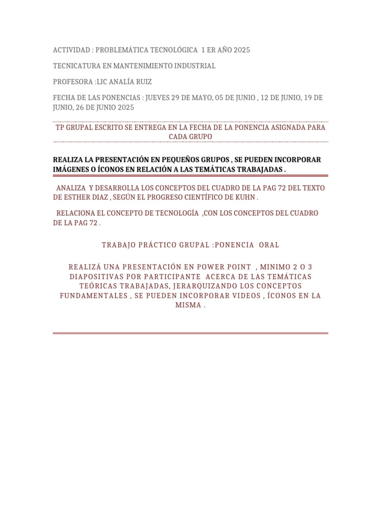 Actividad 2025 Problemática Tecnológica 1er C | PDF