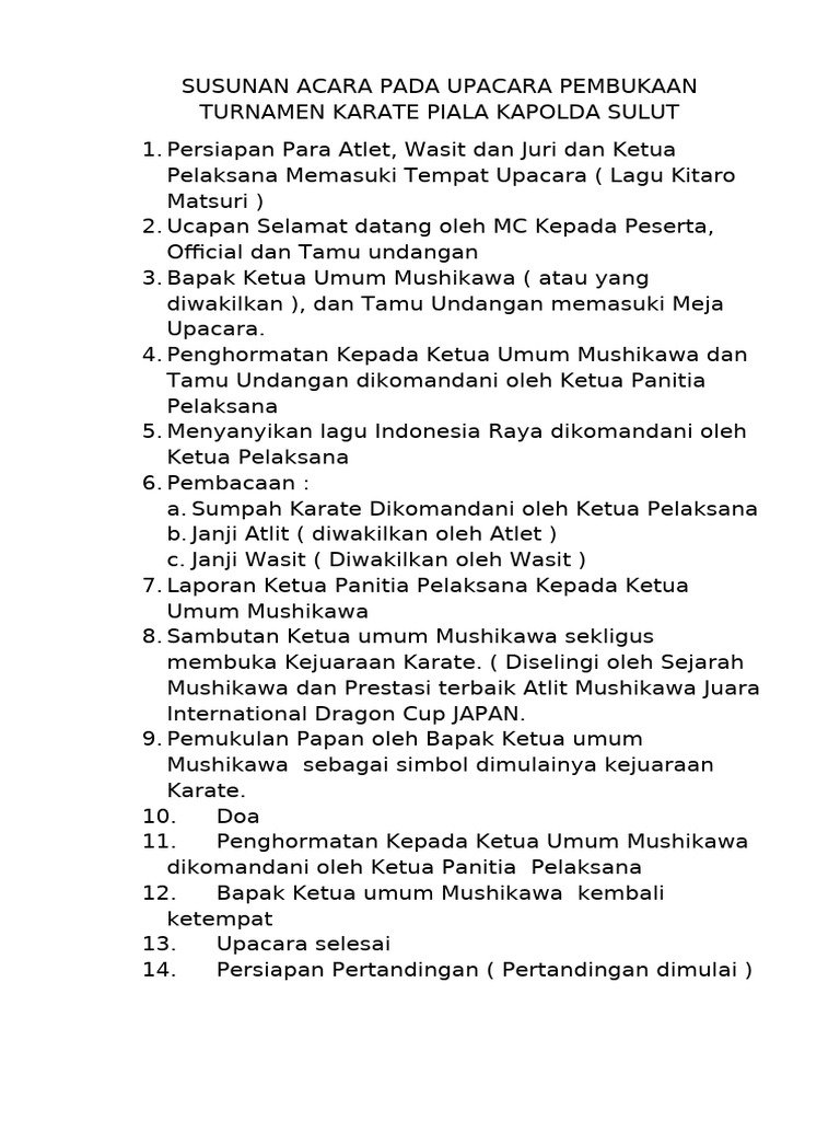 Draft Susunan Acara Pembukaan | PDF