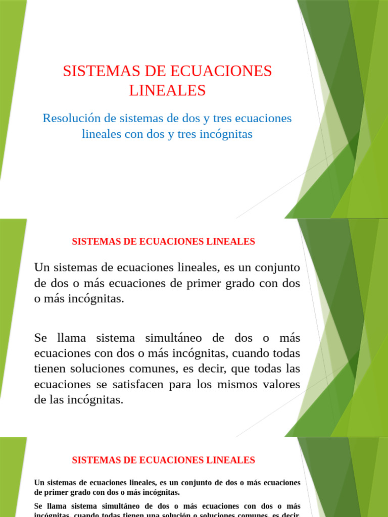 Sistemas de Ecuaciones Lineales | PDF | Sistema de ecuaciones lineales ...