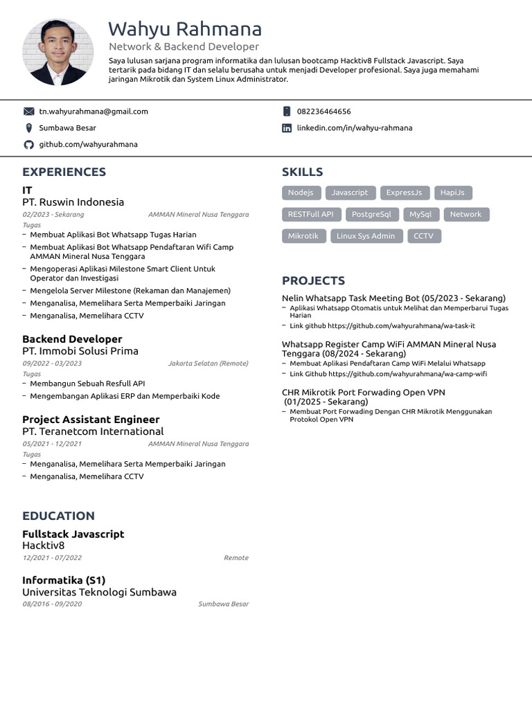 CV Wahyu Rahmana | PDF