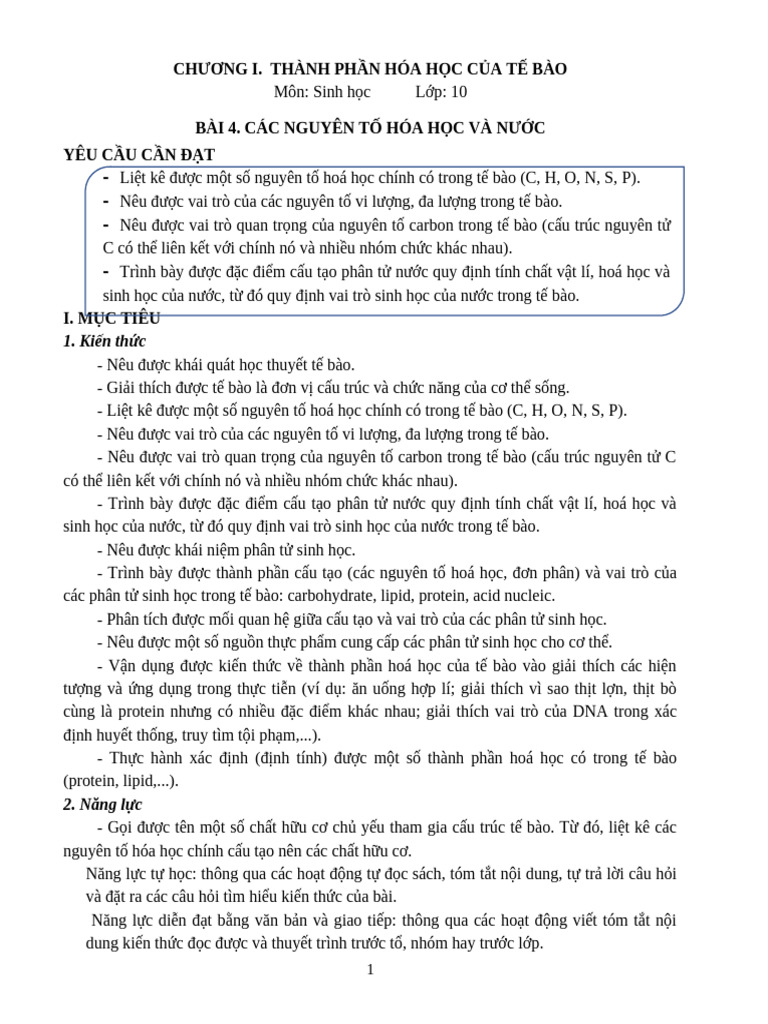 Bài 4 Sinh 10 - KNTT - XST | PDF