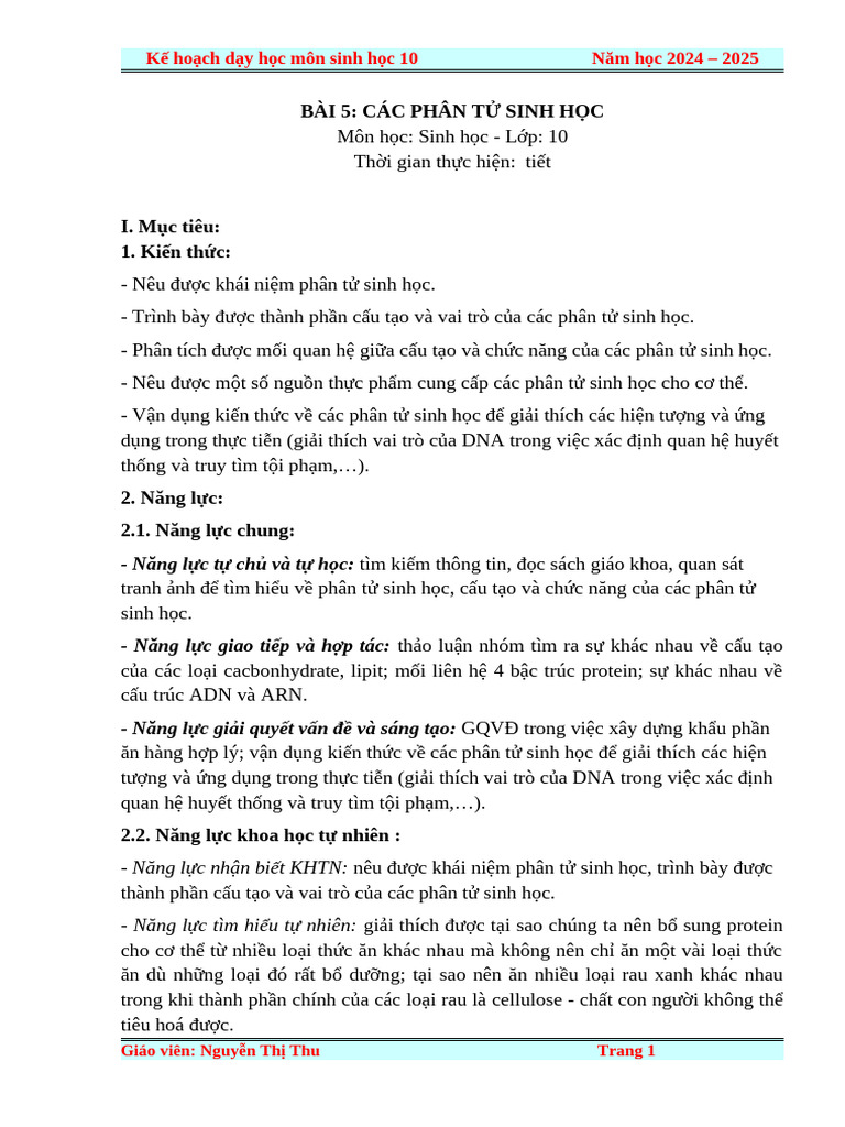 BÀI 5 - Sinh10 - KNTT - XST | PDF