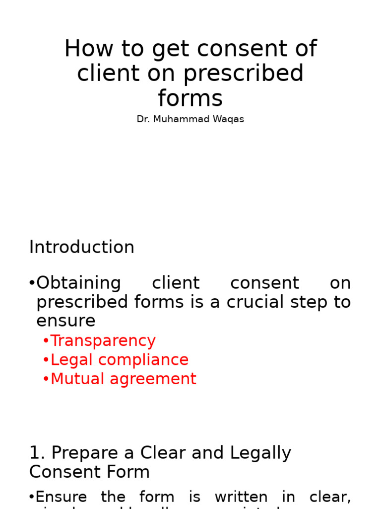 How To Get Consent of Client On Prescribed Forms | PDF