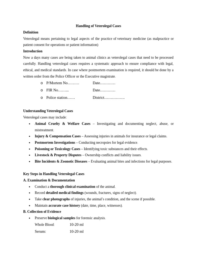 Understanding Veterolegal Case Handling | PDF | Autopsy | Medicine
