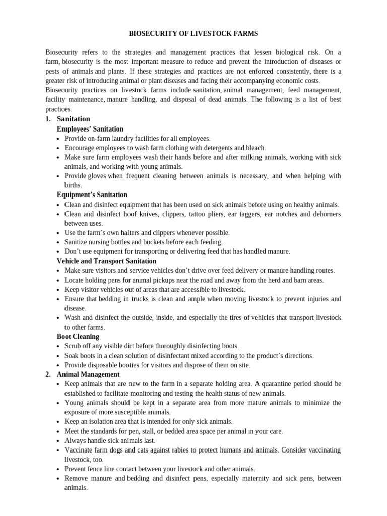 Biosecurity of Livestock Farms | PDF | Livestock | Manure