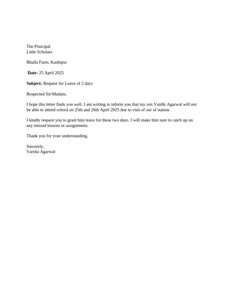 Leave Letter | PDF