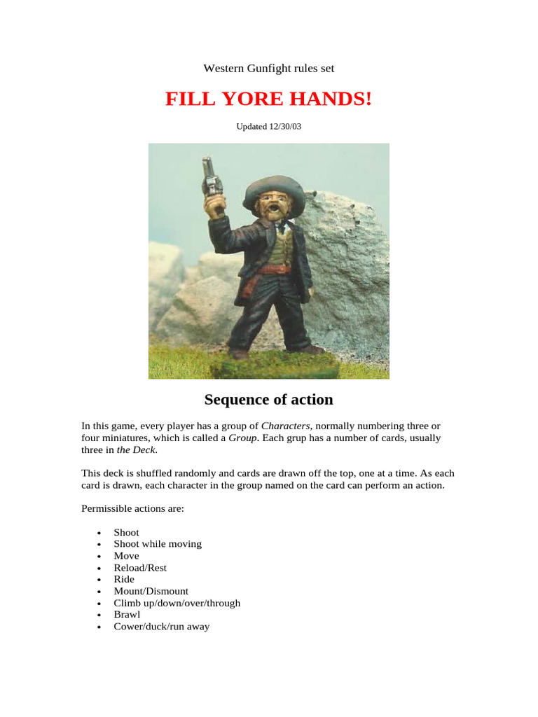Jackson Gamers Western Gunfight Rules Set | PDF | Firearms | Playing Cards