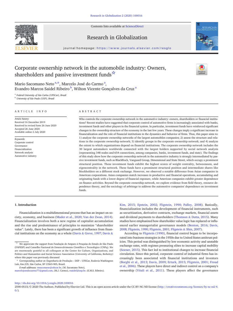Sarcomano Neto. Donos Das Montadoras | PDF | Exchange Traded Fund | Stocks