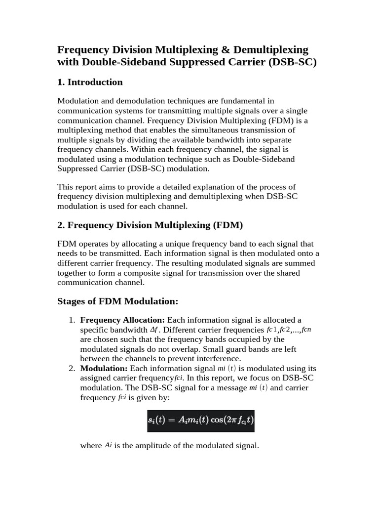 Frequency Division Multiplexing | PDF | Modulation | Multiplexing