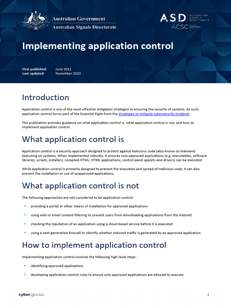 Implementing application control (November 2023) | PDF | Malware | Security
