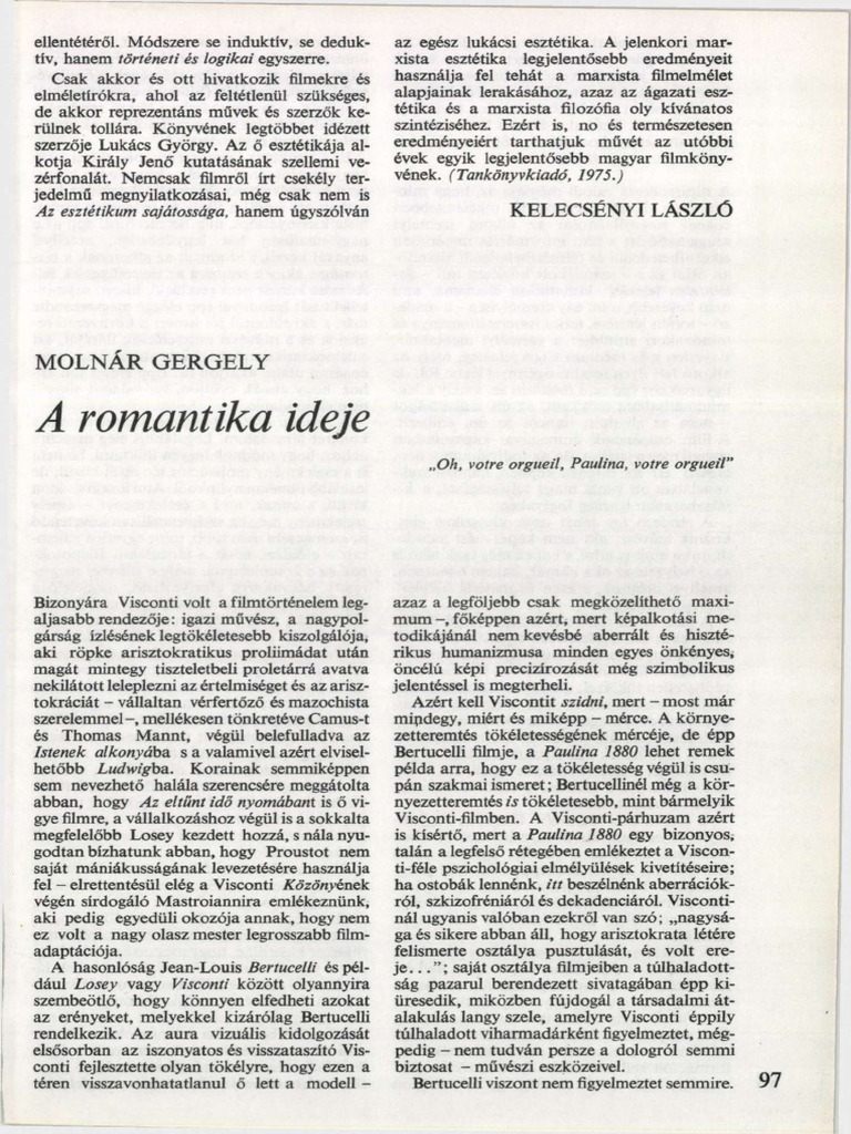 Molnár Gergely (Spions) : A Romantika Ideje | PDF