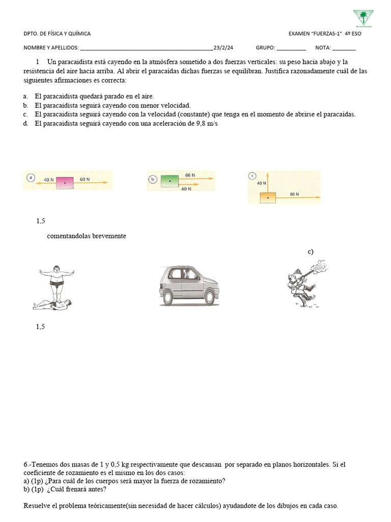 EXAMEN fuerzas-1 | PDF