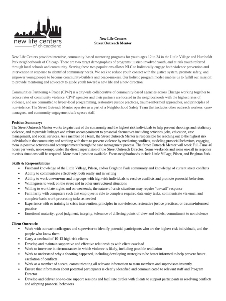 Street Outreach Mentor UpdatedAug2020 | PDF | Violence | Social Psychology
