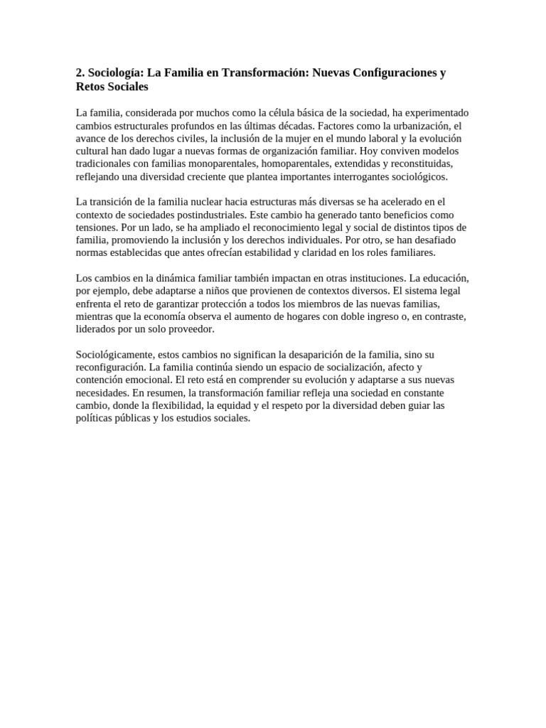 Transformación de la Familia Moderna | PDF