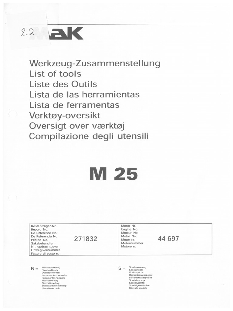 601 MAK M25 List of Tools | PDF