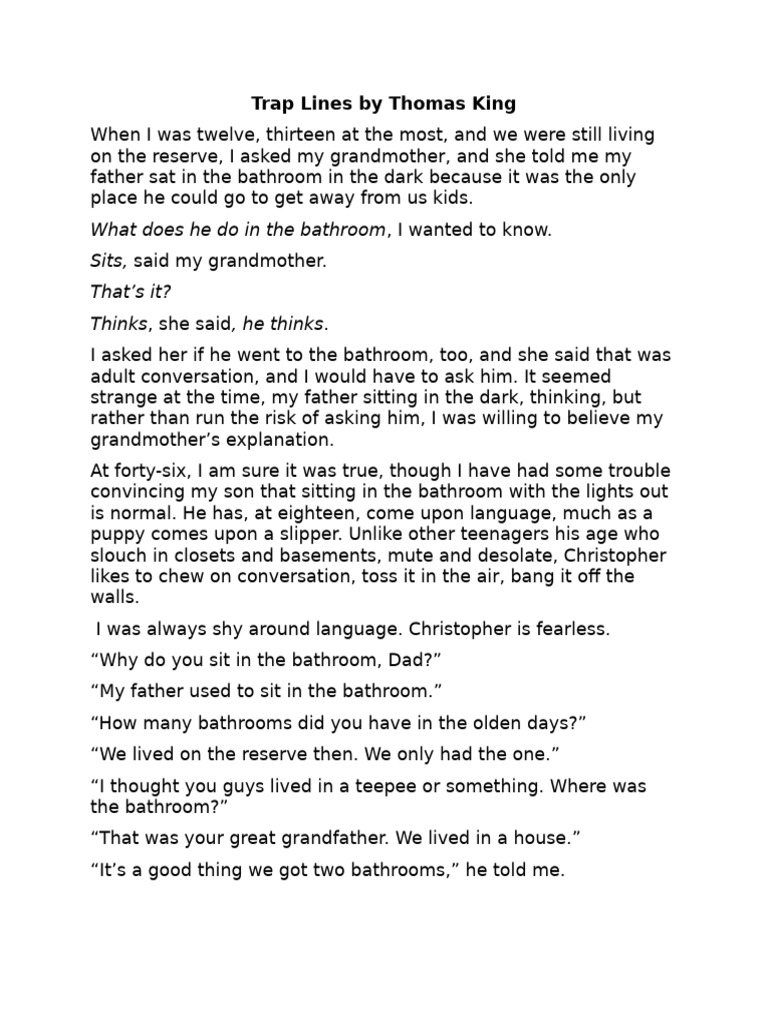 Traplines by Thomas King | PDF