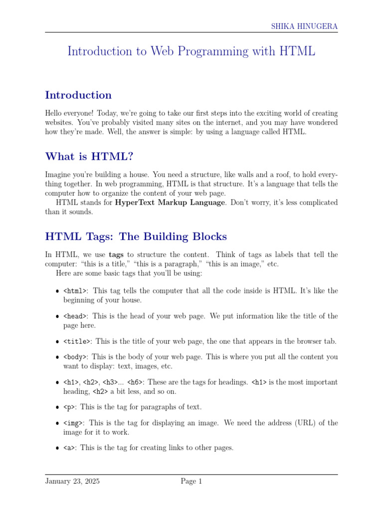 Programmation HTML by Shika Hinugera Ve | PDF | Html | Html Element