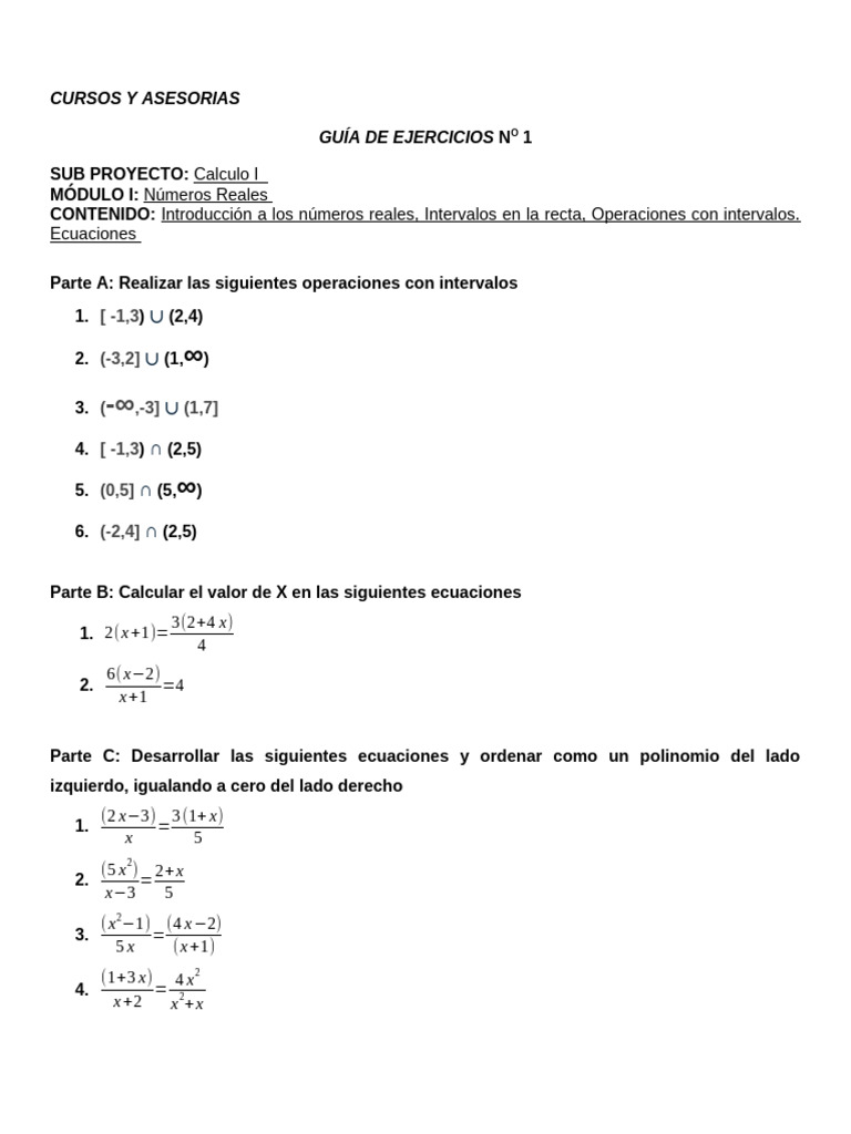Guia Modulo I, Calculo I | PDF