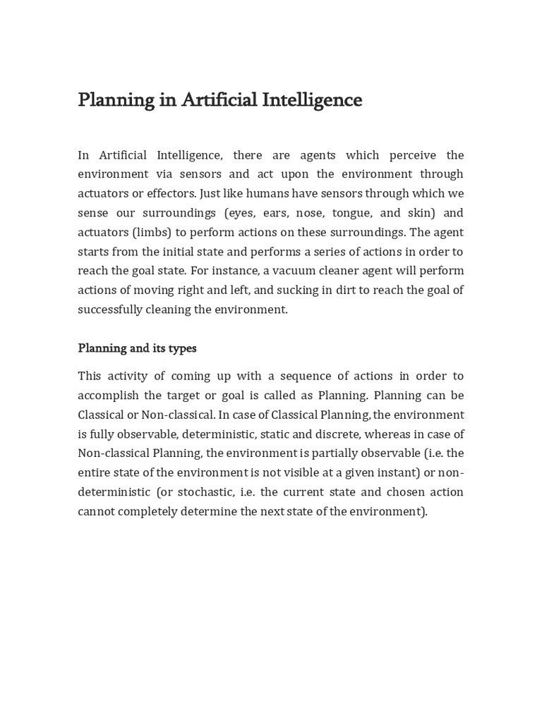 Planning in Artificial Intelligence | PDF | Applied Mathematics