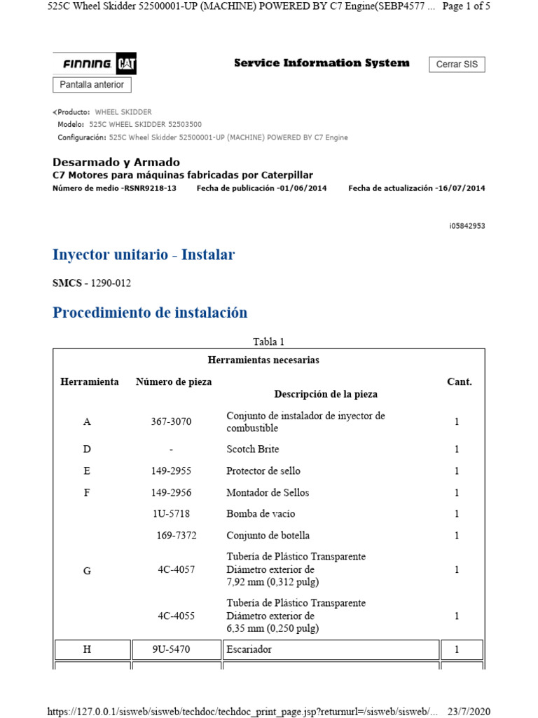 Instalar Inyector C7 Acert - Procedimiento | PDF | Motor de combustión ...