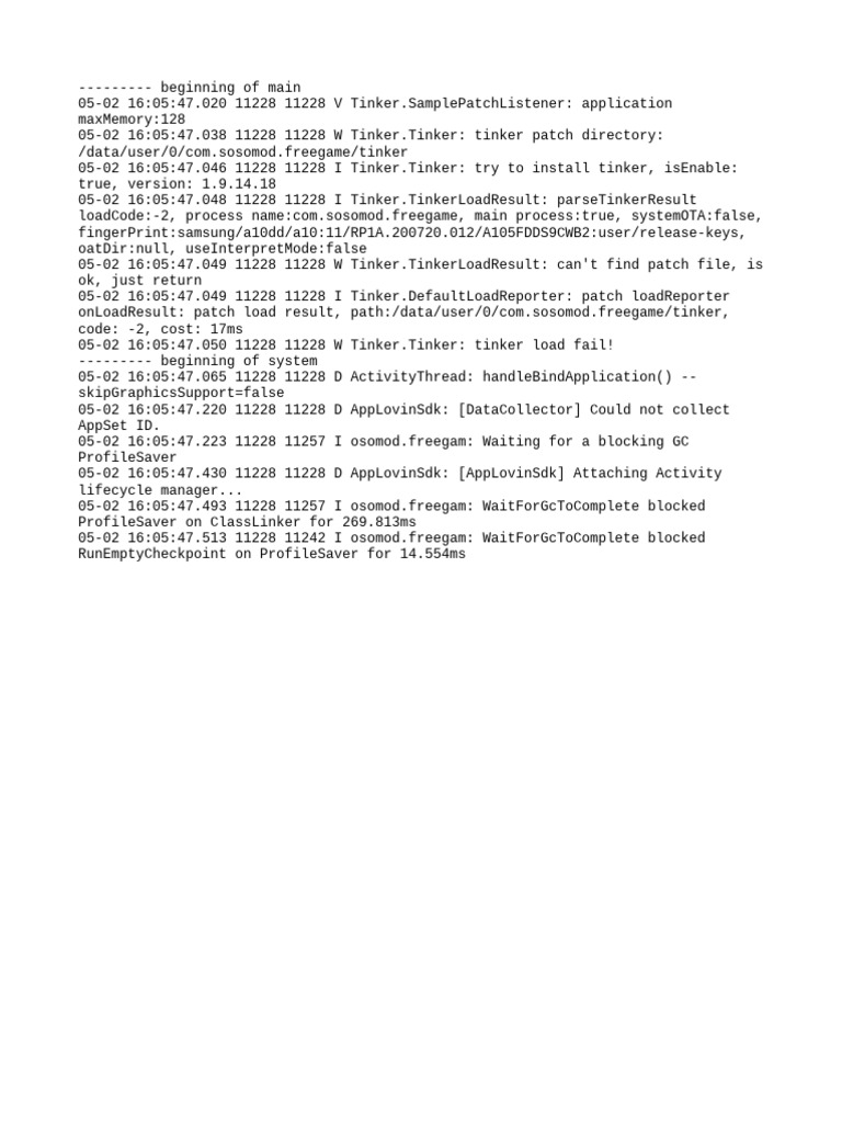 Tinker Patch Load Failure Report | PDF