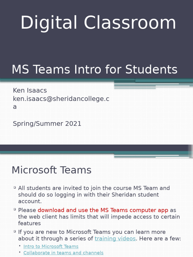 MS Teams Guide for Students | PDF | Distance Education | Computing