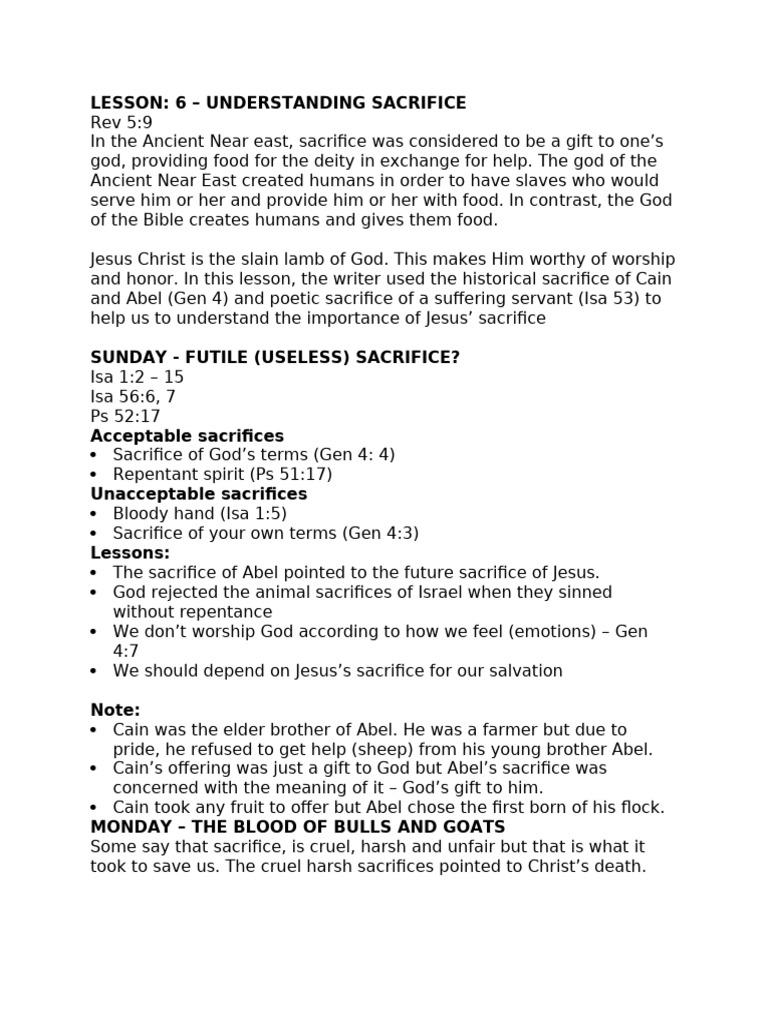 LESSON 6 | PDF | Sacrifice | Passover