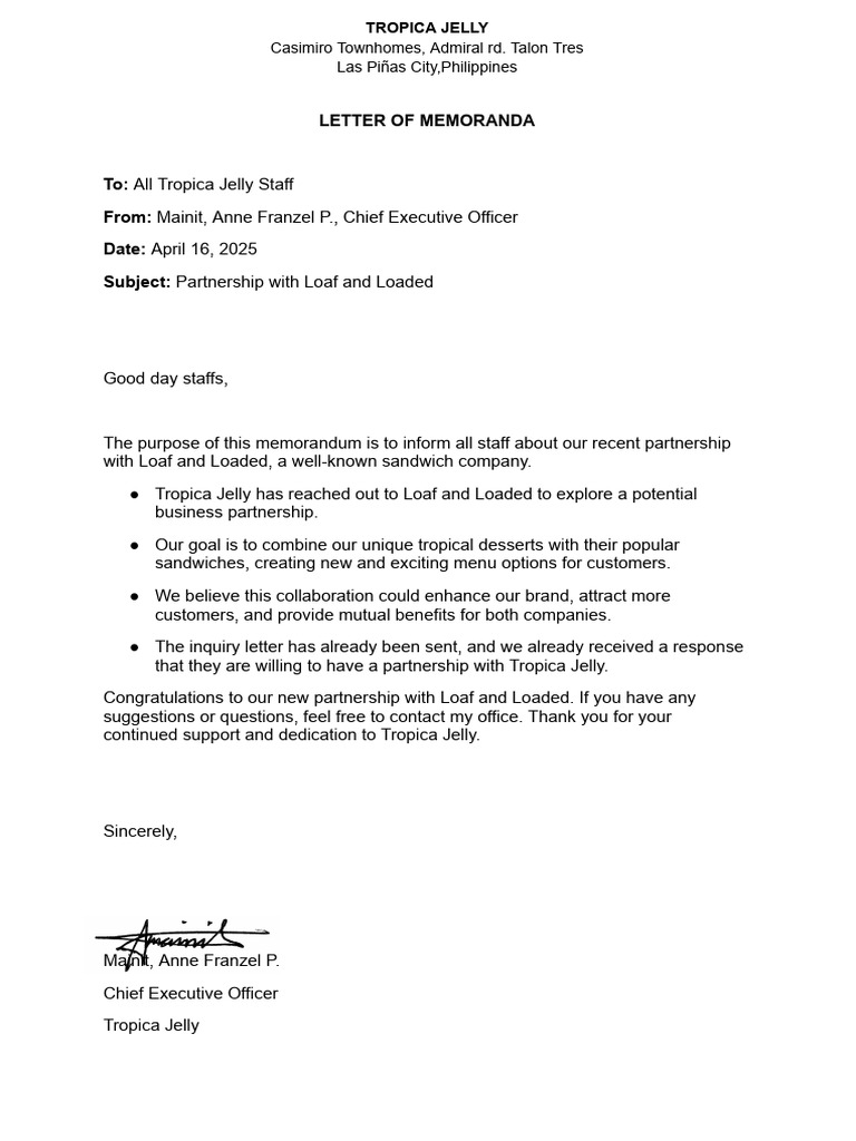 Mainit - Memoranda Letter | PDF