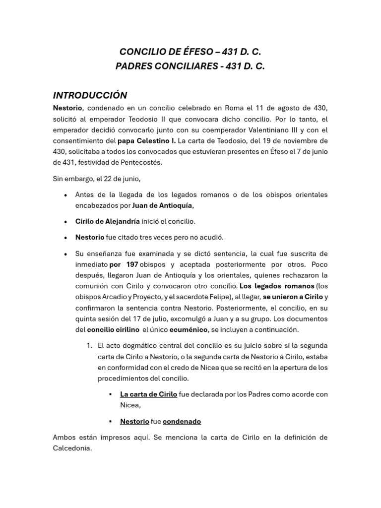 Concilio de Éfeso: Decisiones de 431 | PDF | Cristo (título) | María ...