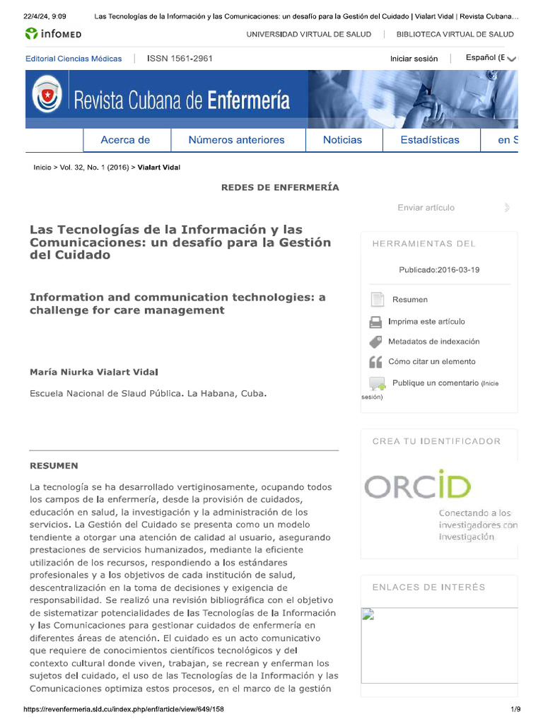 Las Tecnolog-As de La Informaci-N y Las Comunicaciones Un Desaf-O para La Gesti-N Del Cuidado | PDF
