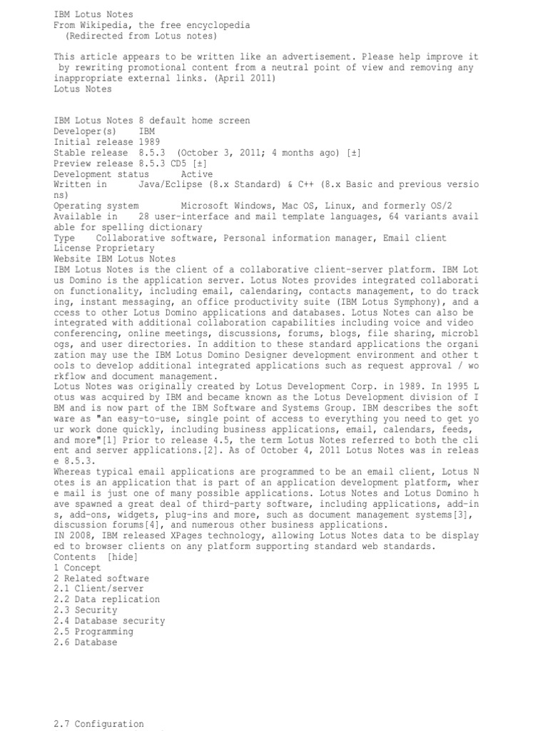 Lotus Notes | PDF | Ibm Notes | Databases
